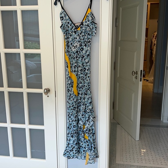 Brogger | Dresses | Brogger Blue Leopard Print Spaghetti Strap Maxi ...